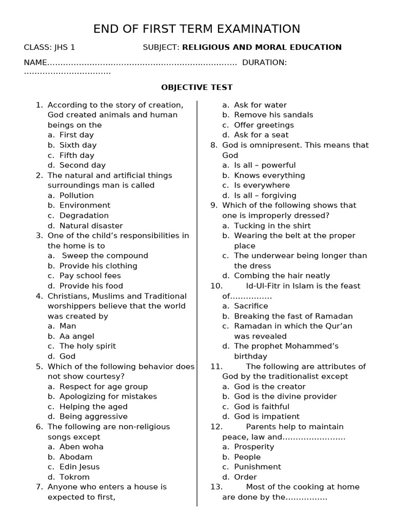 RME-JHS-1 | PDF | Prayer | God