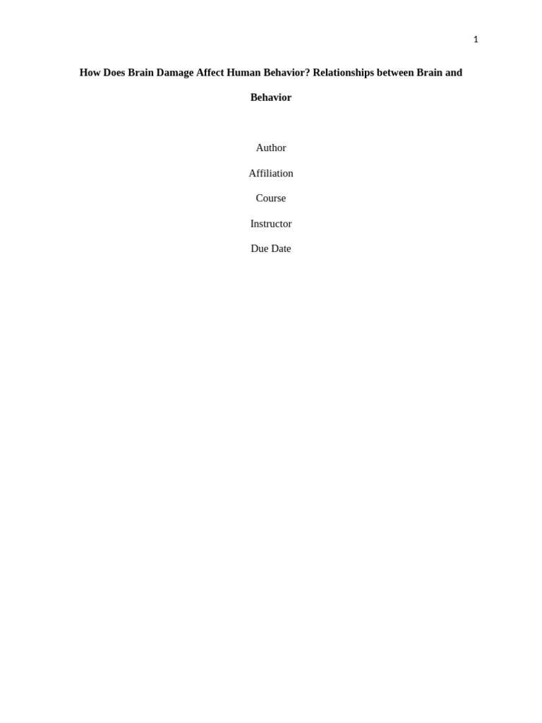 Brain Damage and Human Behavior Impact | PDF | Methodology | Traumatic ...