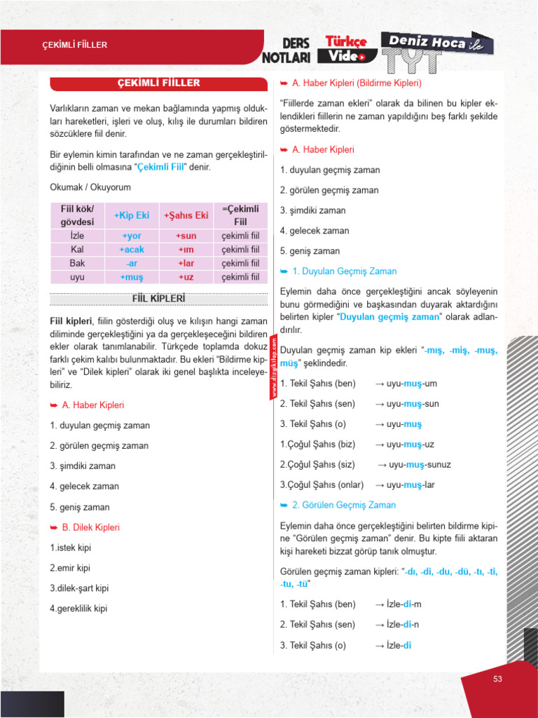 Cekimli-Fiil-PDF-Ders-Notu-2024 | PDF