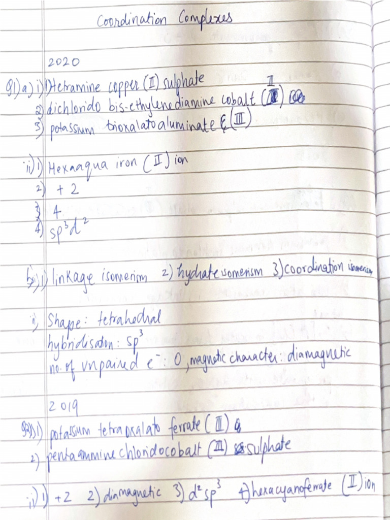 Coordination Complexes Pdf