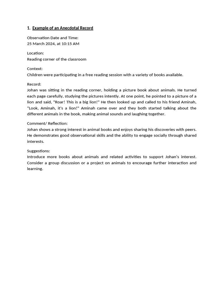 Sample of Anecdotal Record | PDF