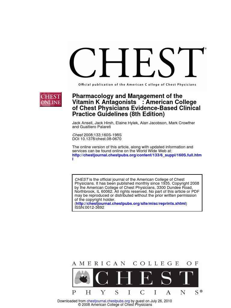 Chest Guidelines - Warfarin | Download Free PDF | Coagulation | Thrombosis