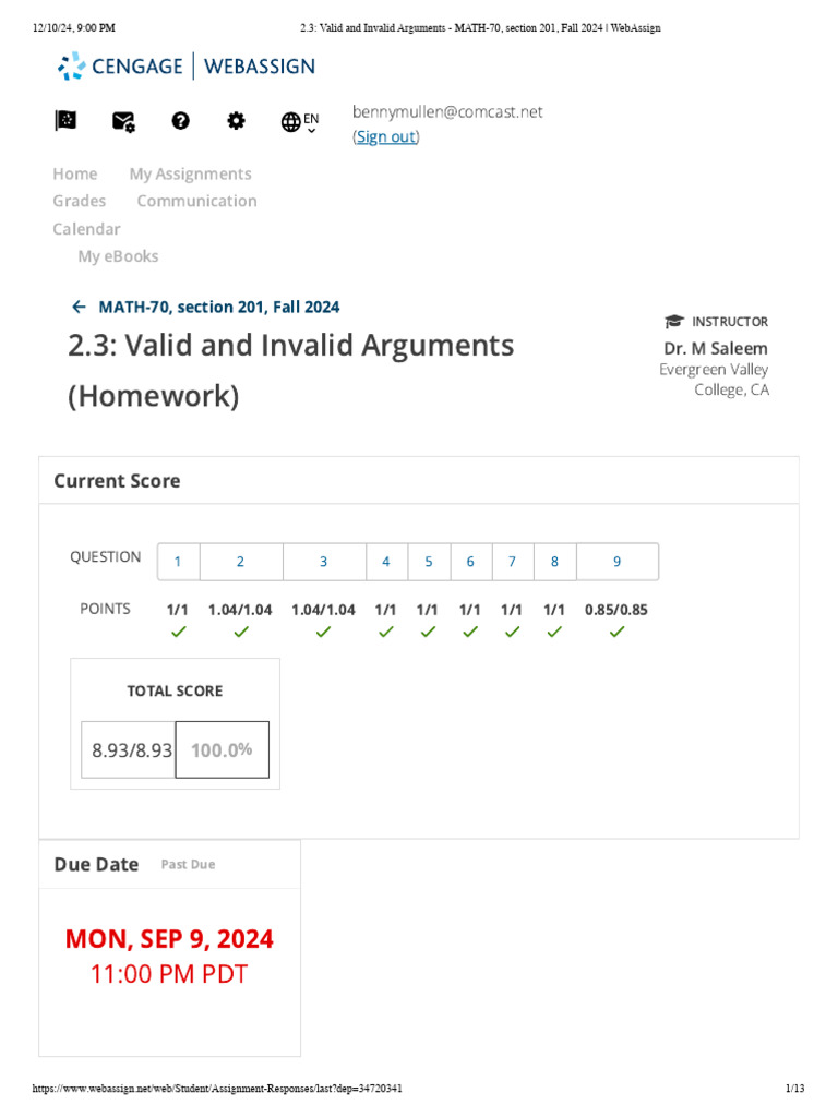 2.3 - Valid and Invalid Arguments - MATH-70, Section 201, Fall 2024 ...