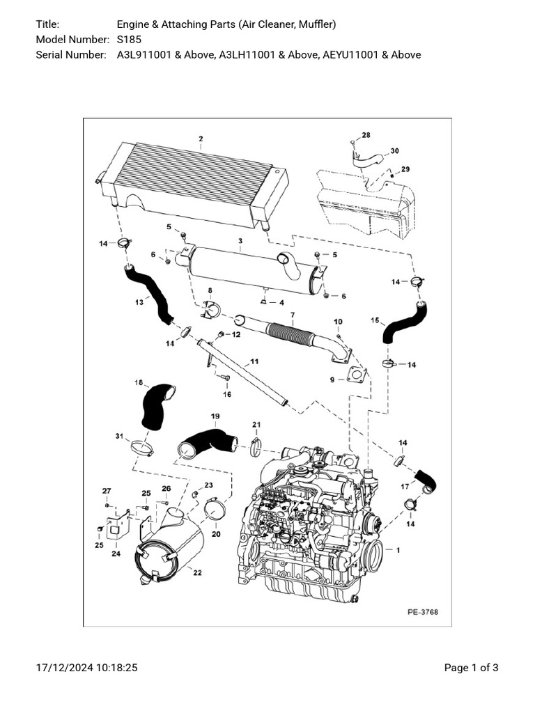 Engine & Attaching Parts (Air Cleaner, Muffler) - S185 | PDF | Screw ...