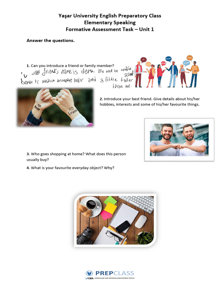 English Speaking Assessment Tasks | PDF