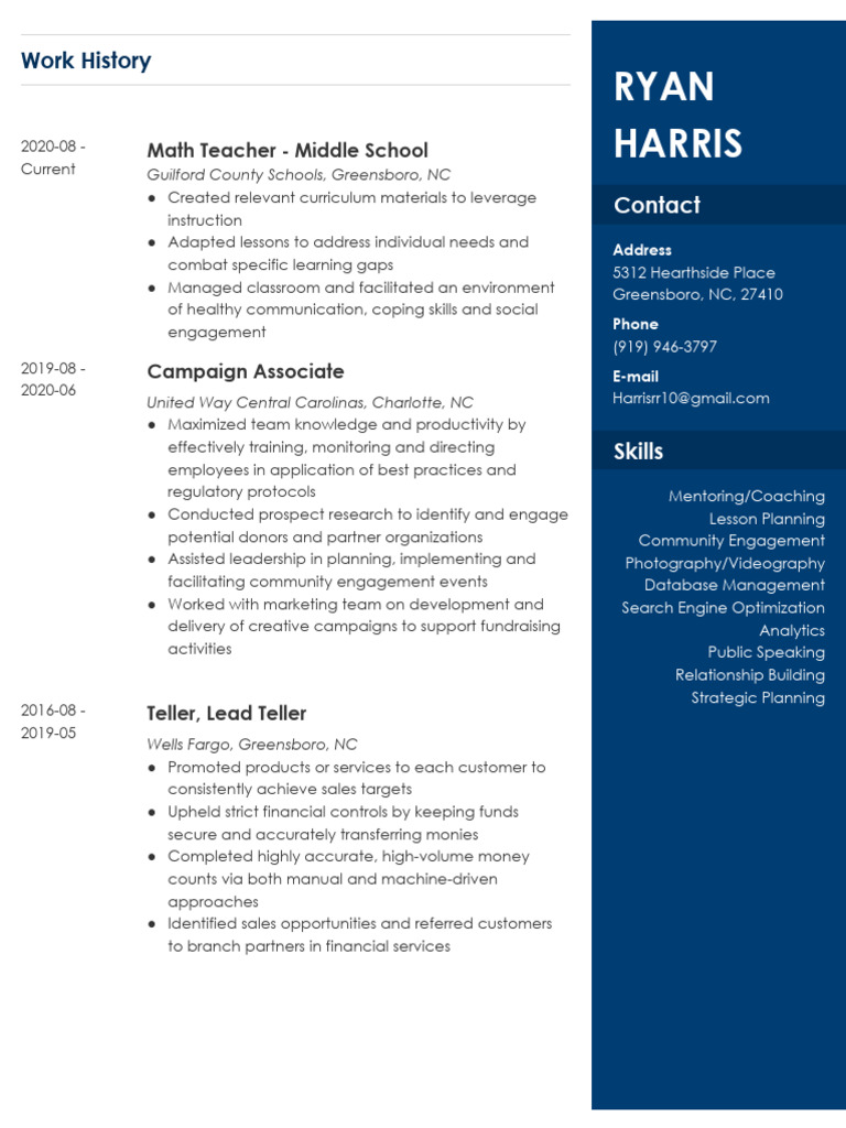 Ryan Harris Resume | PDF | Mentorship | Learning
