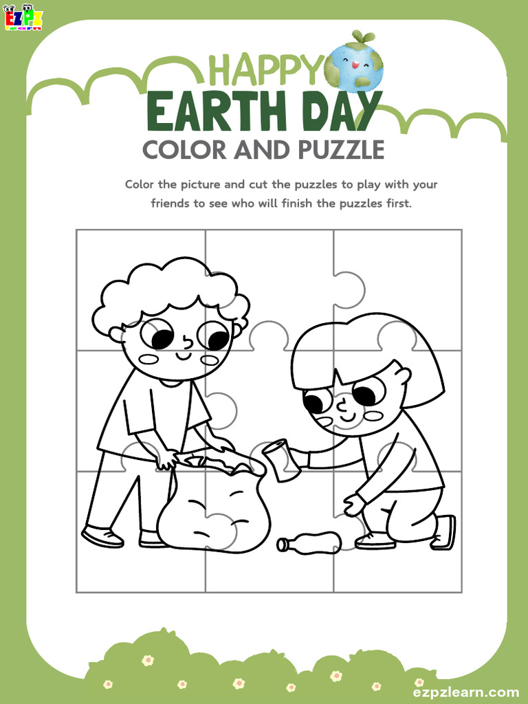 Happy Earth Day Coloring Puzzle | PDF