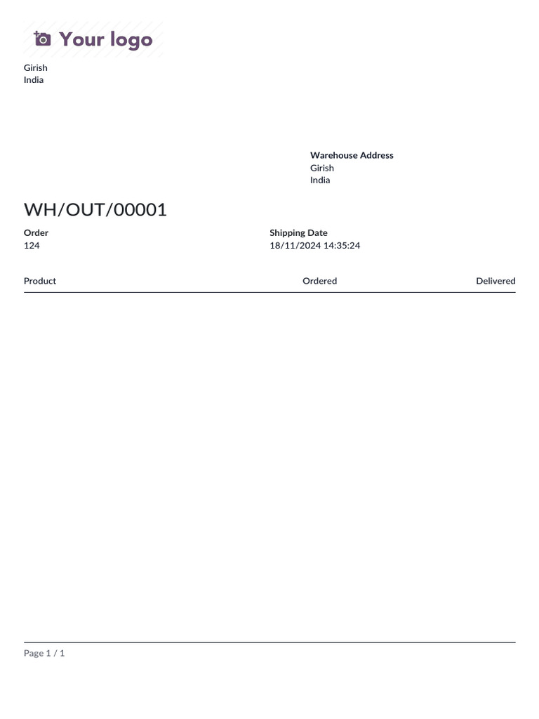Delivery Slip - WH - OUT - 00001 | PDF