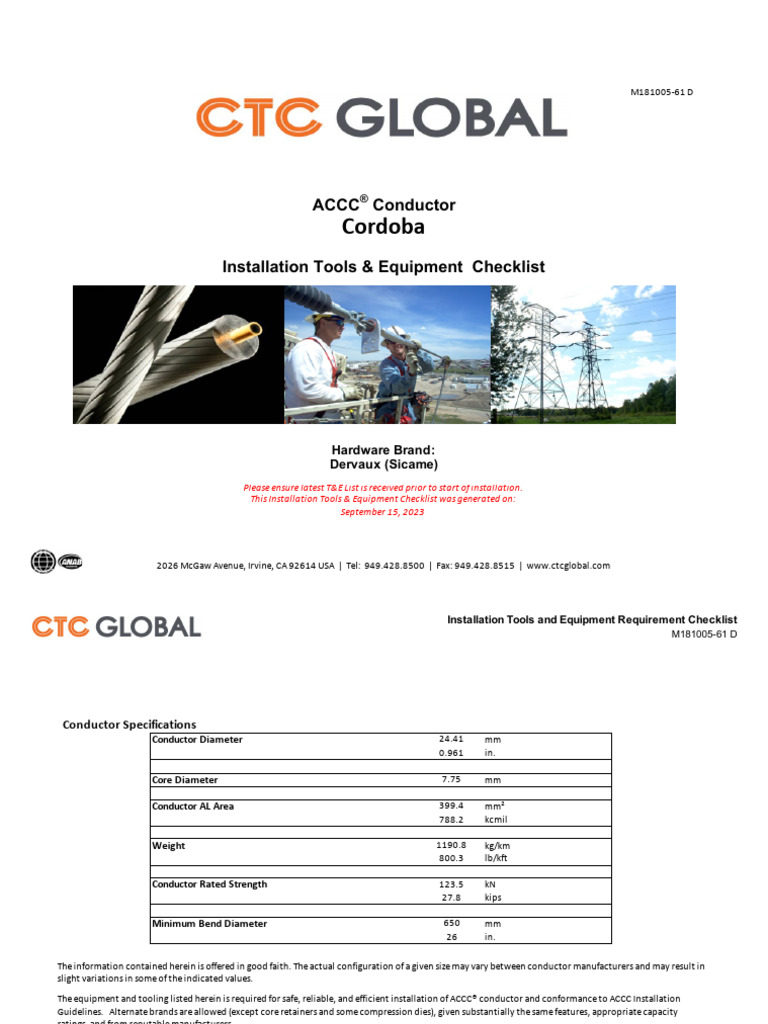 1 CORDOBA DERVAUX Installation Tools and Equipment | PDF | Electrical Conductor | Manufactured Goods