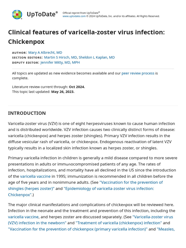 Clinical Features of Varicella-Zoster Virus Infection: Chickenpox ...