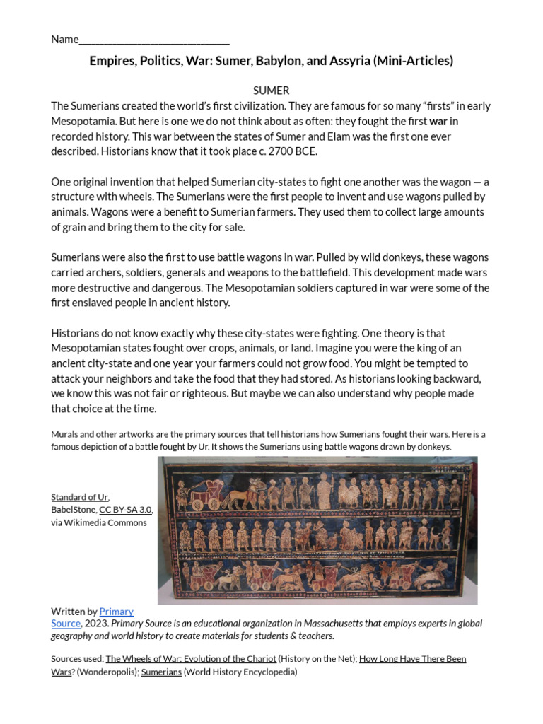 G6.U2.L9 - Empires Politics War Student Mini-Articles | PDF | Assyria ...