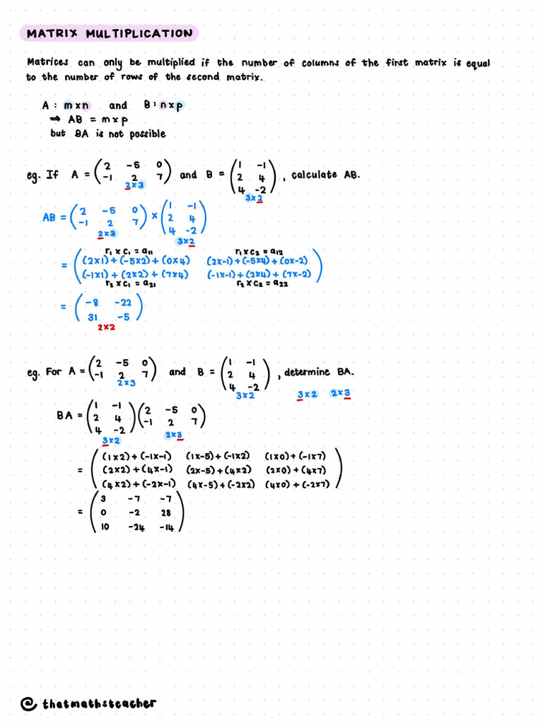 Grade 10 AP - Matrix multiplication | PDF