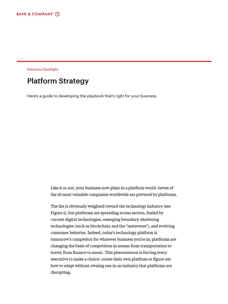 Platform Strategy Playbook Guide | PDF | Business Model | Standardization