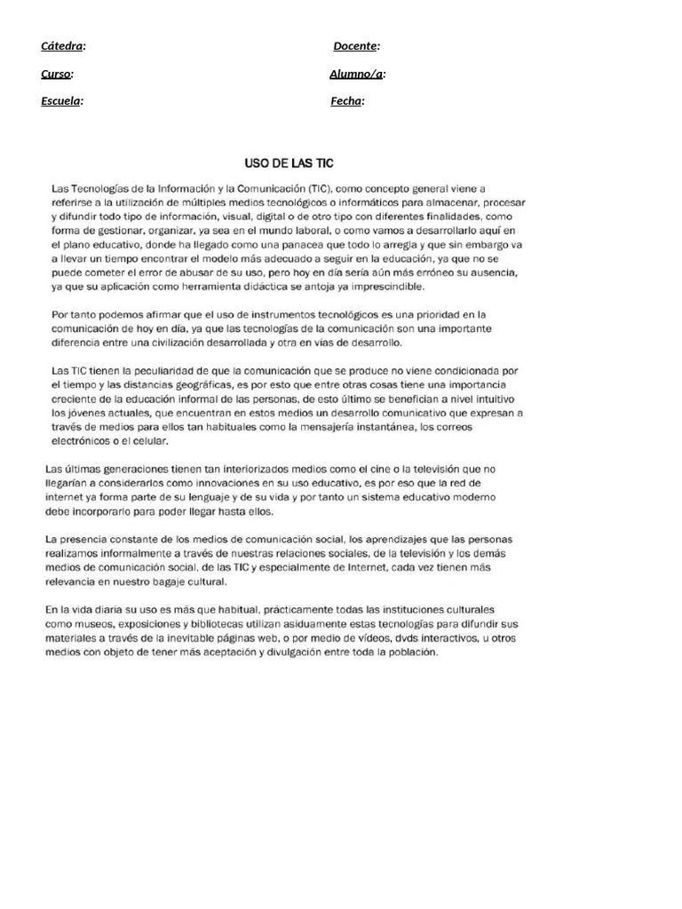 Evaluacion Tic | PDF