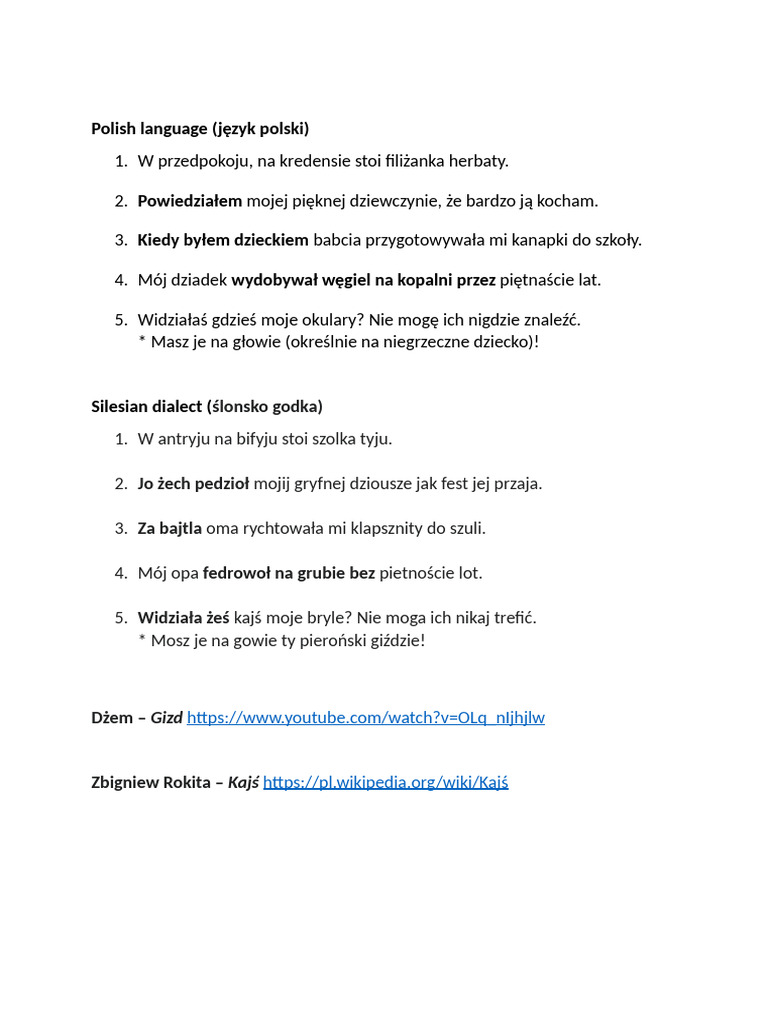 Exploring the Silesian Dialect | PDF | Syntax | Language Mechanics