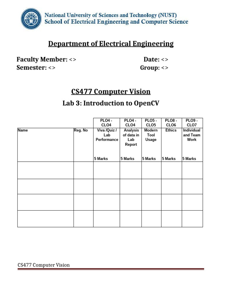 CV Lab 03 - Introduction to OpenCV (Updated 2024) | PDF | Control Flow | Computer Vision