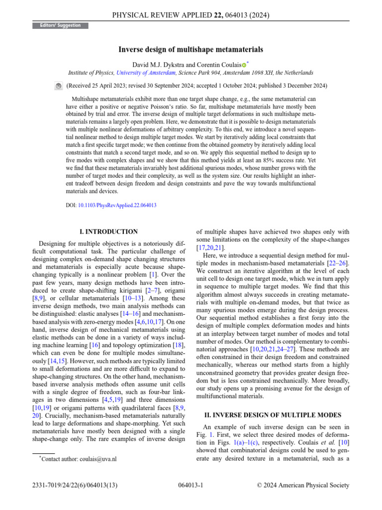 Inverse Design of Multishape Metamaterials | PDF | Vertex (Geometry)