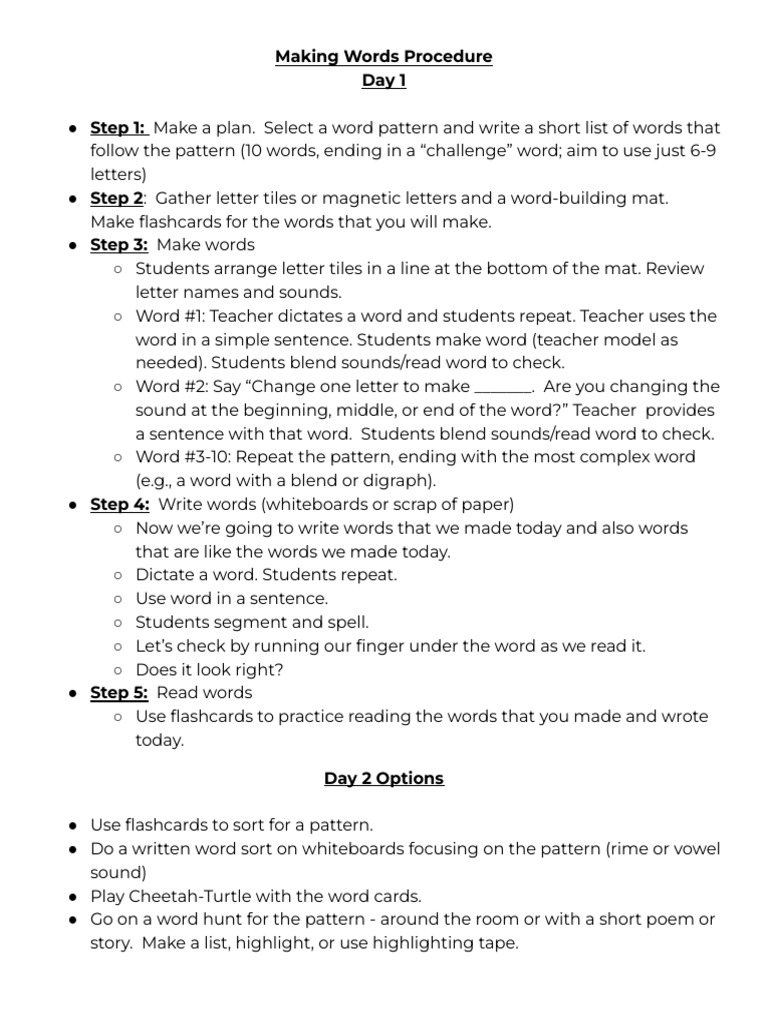 Making Words Lesson Plan Guide | PDF | Orthography | Writing