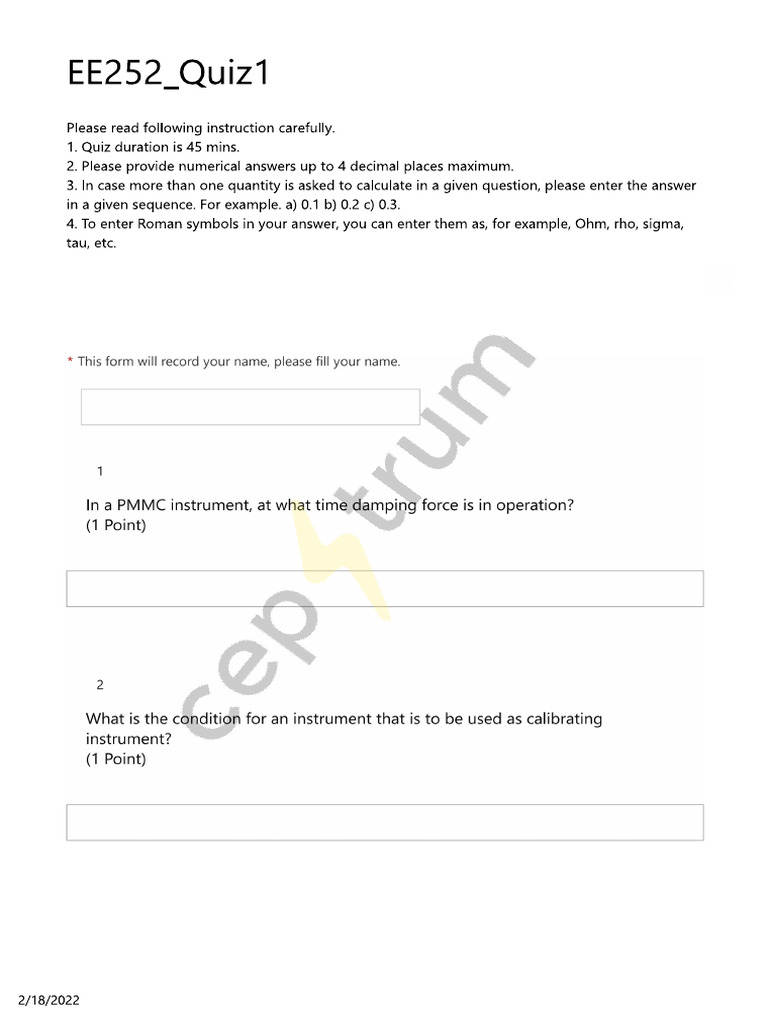 EE252_Quiz1 | PDF