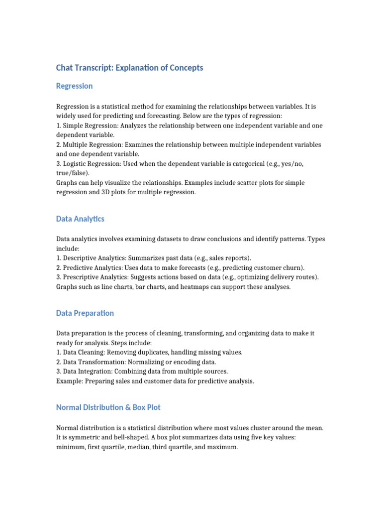Chat Transcript Concepts | PDF | Quartile | Regression Analysis