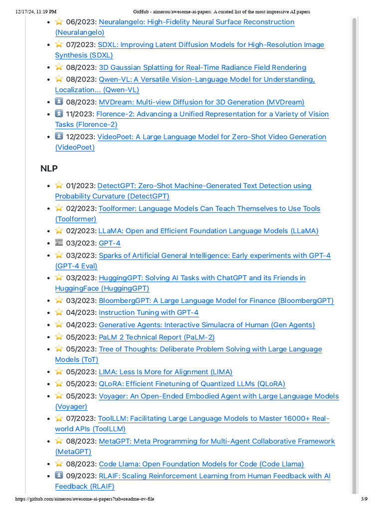 GitHub - aimerou_awesome-ai-papers_ A curated list of the most impressive AI papers3 | PDF ...