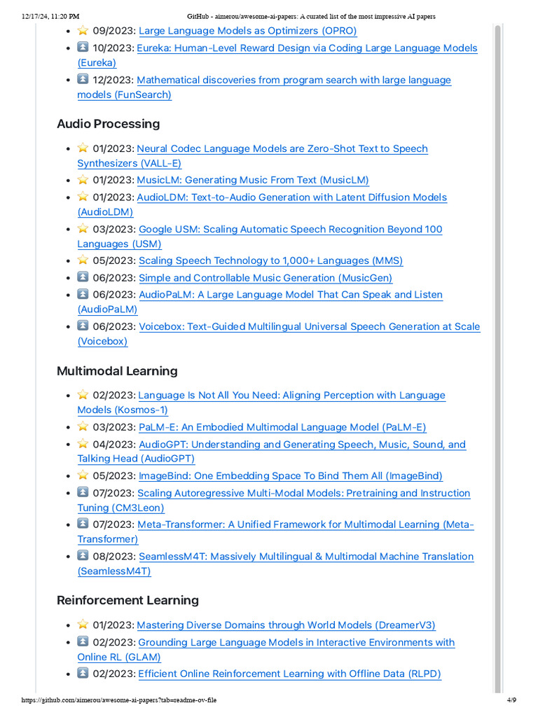 GitHub - Aimerou - Awesome-Ai-Papers - A Curated List of The Most Impressive AI Papers4 | PDF ...