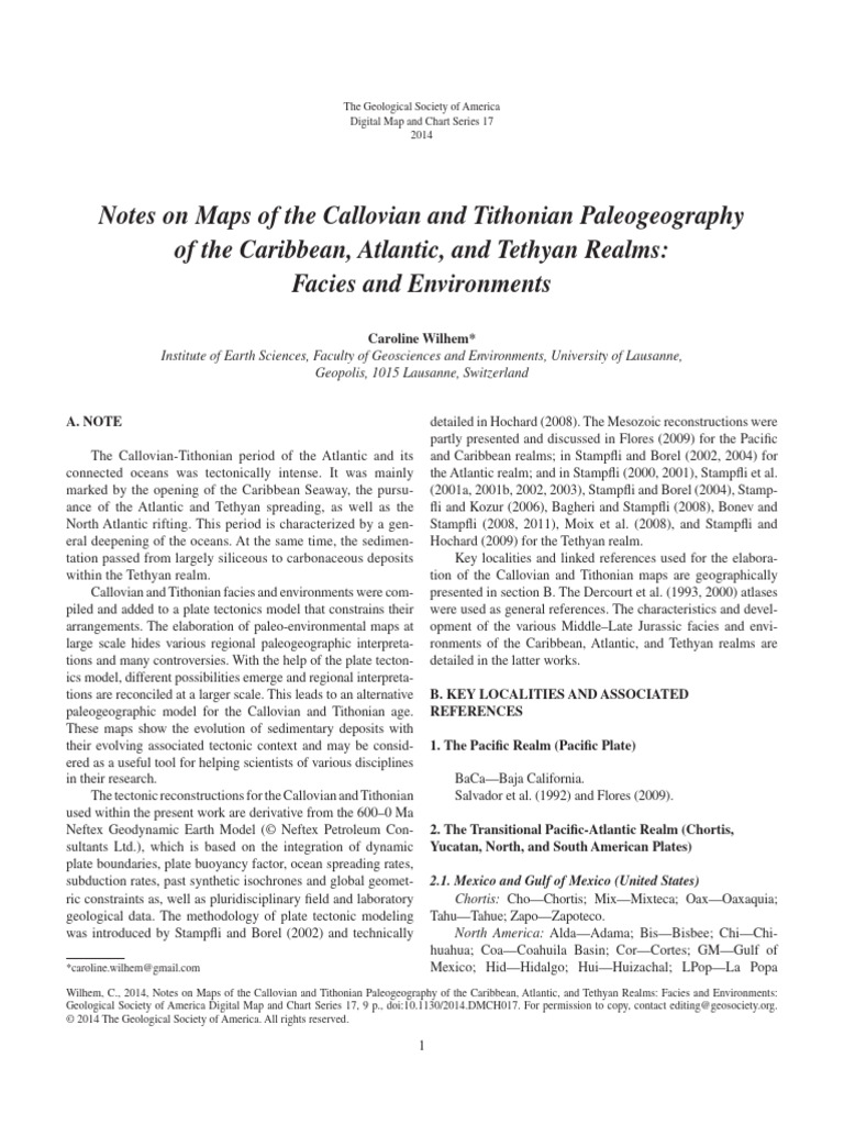 Notes On Maps of The Callovian and Tithonian Paleogeography | PDF ...