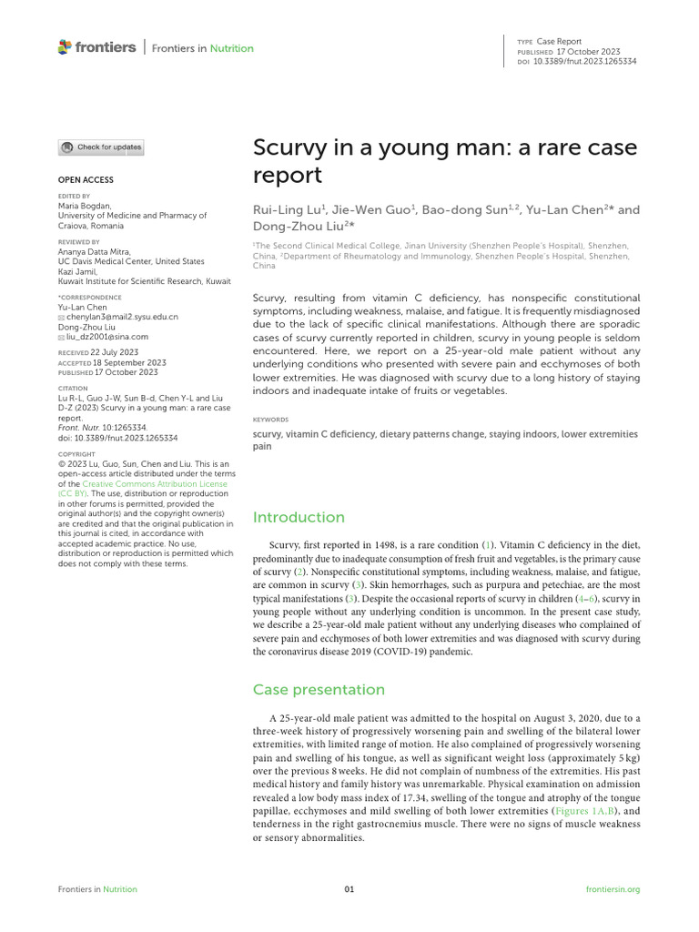Scurvy in A Young Man - A Rare Case Report | PDF | Human Leg | Clinical ...