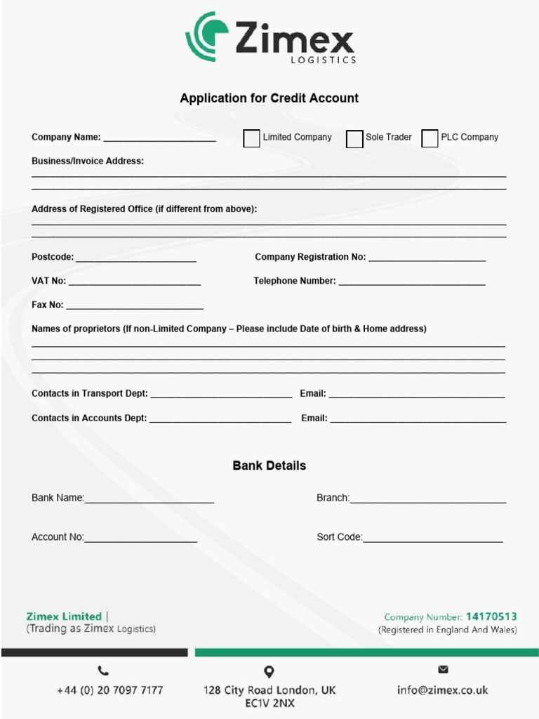 Customer Credit Apllication Form | PDF | Invoice