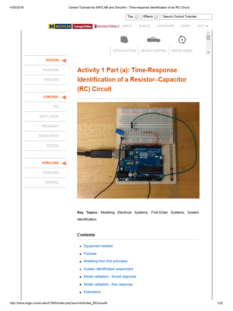 Control Tutorials For MATLAB and Simulink - Time-Response Identification of An RC Circuit | PDF ...