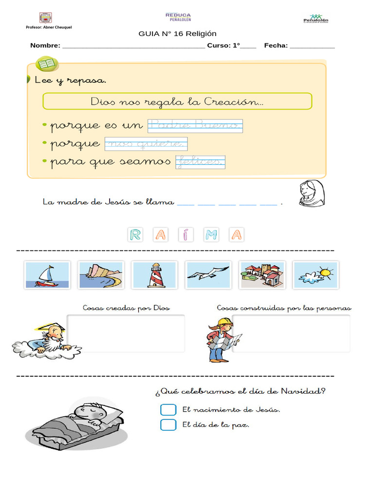 Guía N° 16 de Religión para 1° Curso | PDF