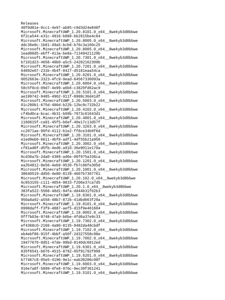 Microsoft Minecraft UWP Releases List | PDF | System Software | Microcomputer Software