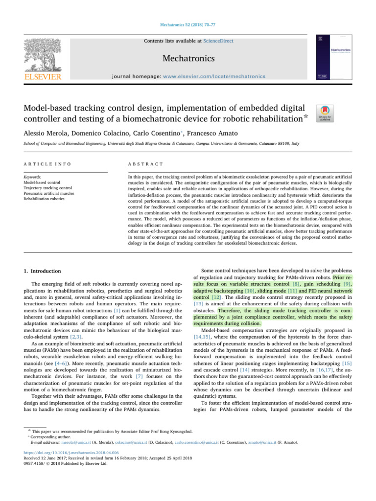 Model Based Tracking Control Design Implementation Of Embedded Digital Pdf Robotics
