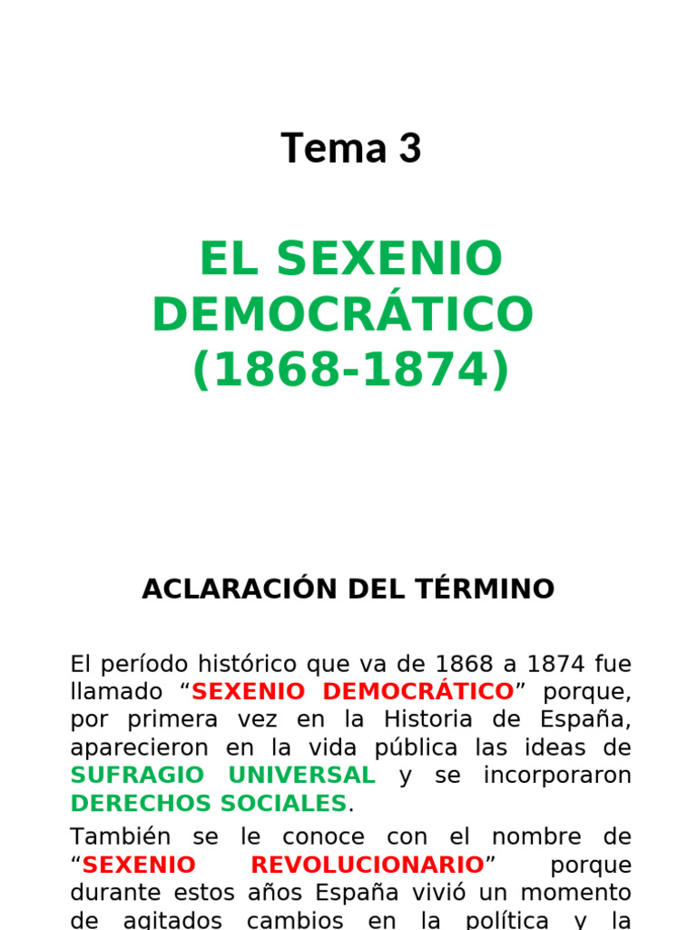 Tema 3 Sexenio Democrático - 24 | PDF | España | Política de españa