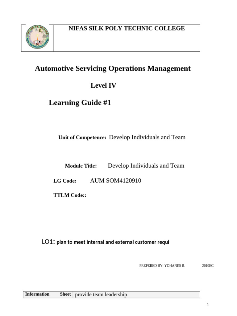 Develop Indivisual & TEAM TTLM | PDF | Mentorship | Learning