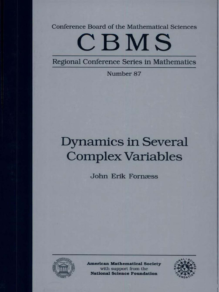 Fornaess - Dynamics in Several Complex Variables | PDF | Mathematical Analysis | Mathematical ...