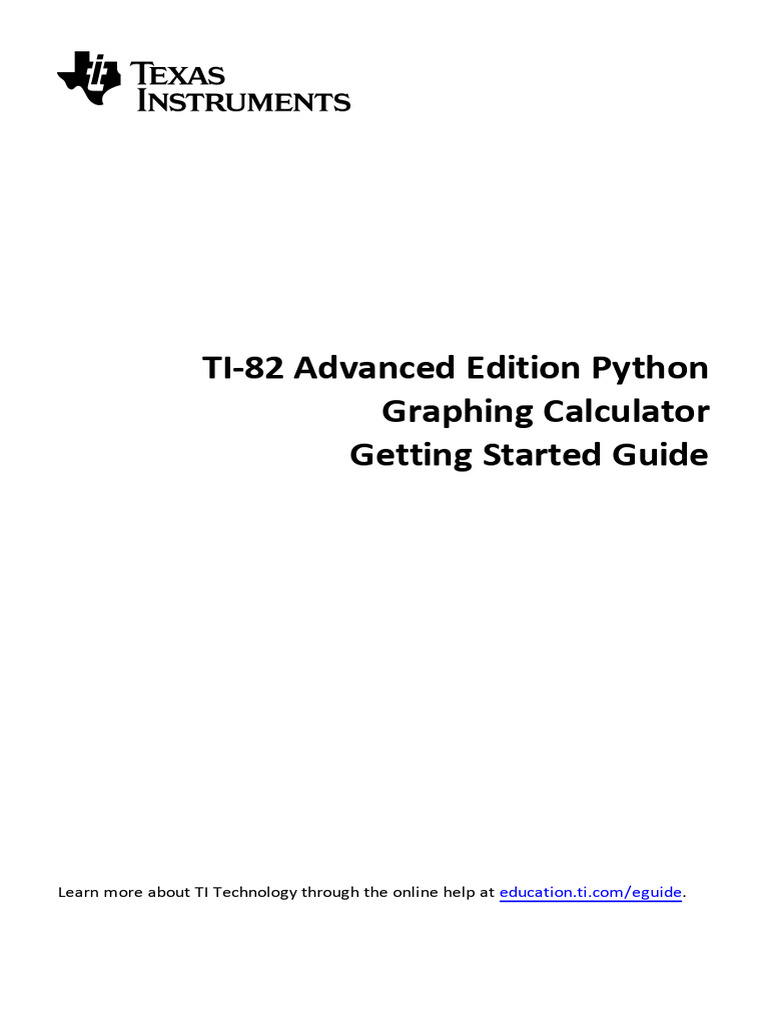TI-82AdvPyGSG_EN (1) | PDF | Menu (Computing) | Computer Keyboard