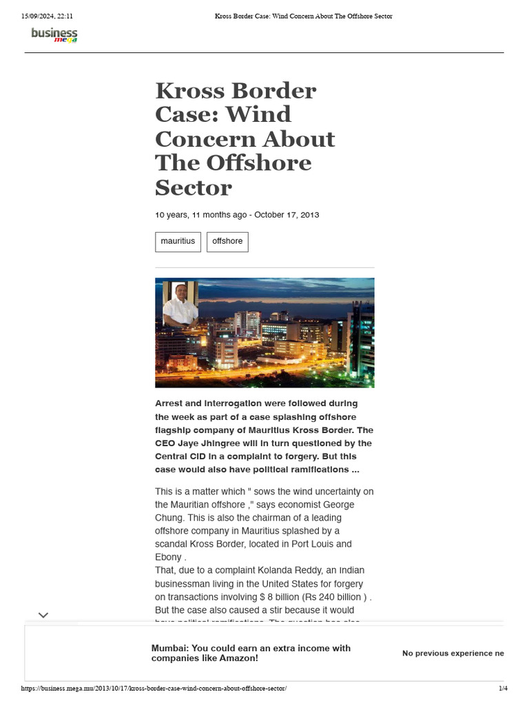 Kross Border Case - Wind Concern About The Offshore Sector | PDF ...