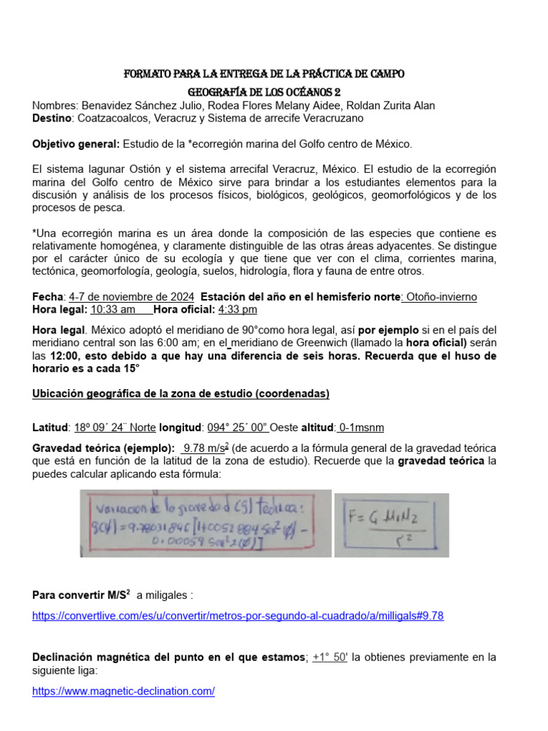 Formato para La Entrega de La Prac de Campo Oceanos 2 | PDF | Minerales | Marea