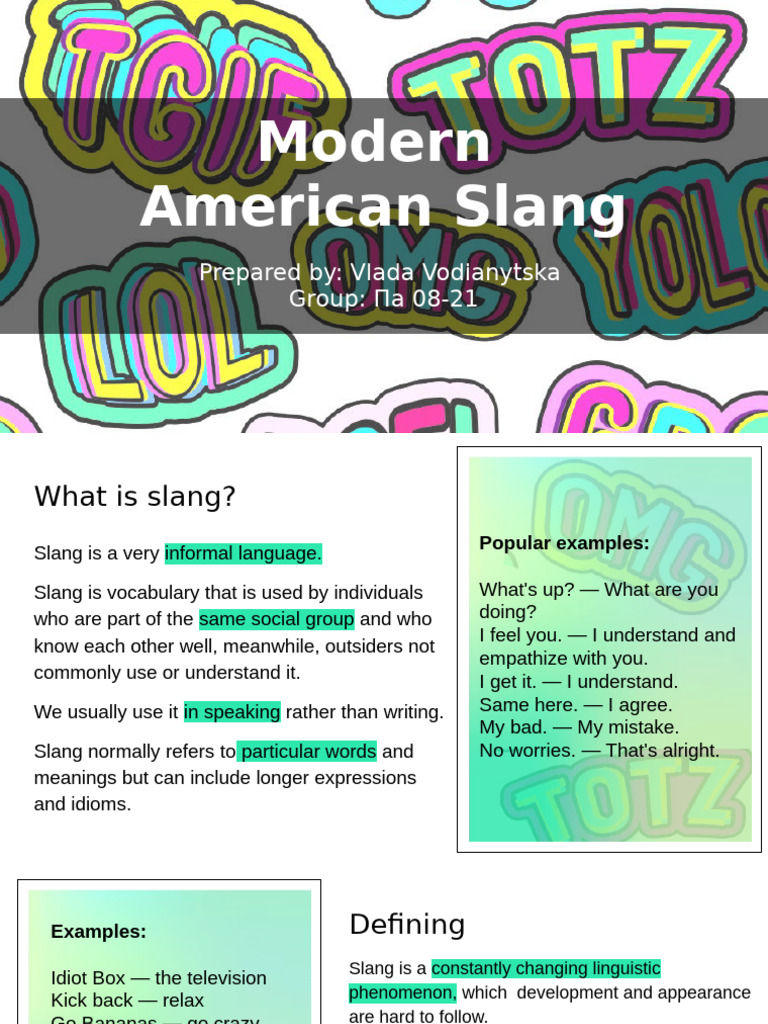 Modern American Slang | PDF | Slang | Linguistics