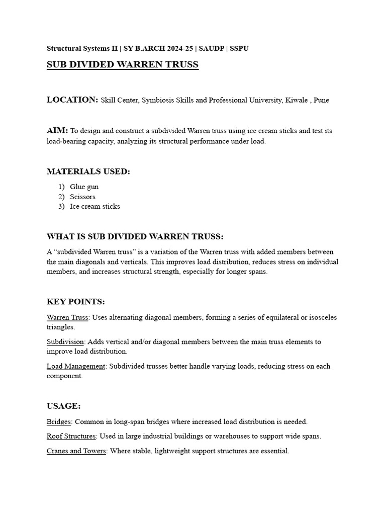 Subdivided Warren Truss Design Guide | PDF