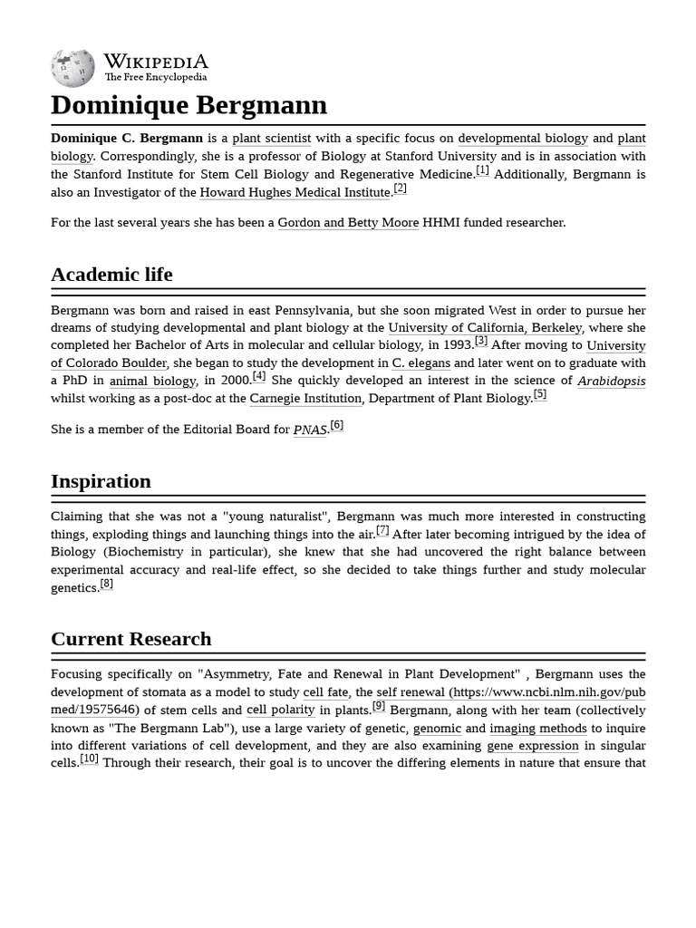 Dominique_Bergmann | PDF | Biology | Life Sciences