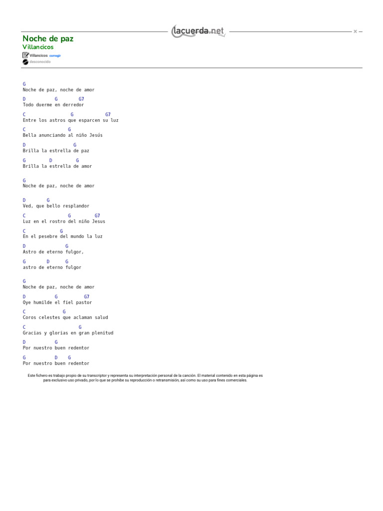 NOCHE DE PAZ, Villancicos_ Acordes | PDF
