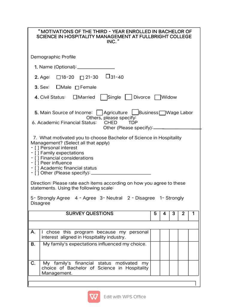 Super Final Survey Questionaire 1 | PDF