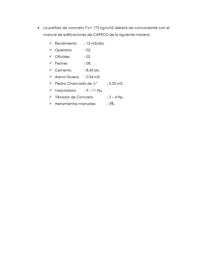 Concreto F'C 175 KG - cm2 | PDF