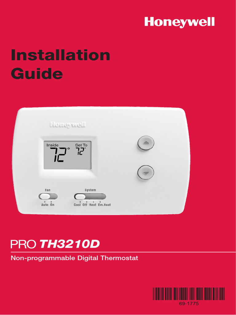 Honeywell Home Th3210d1004 Installation Sheet | PDF | Thermostat | Furnace