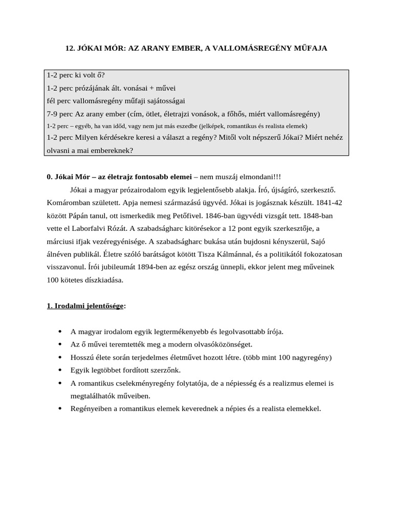 Jókai Mór - Az Aranyember | PDF