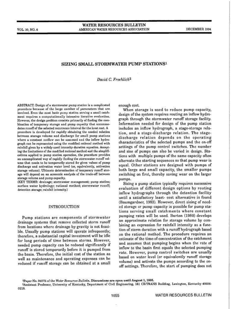 Sizing Small Stormwater Pump Stations | PDF
