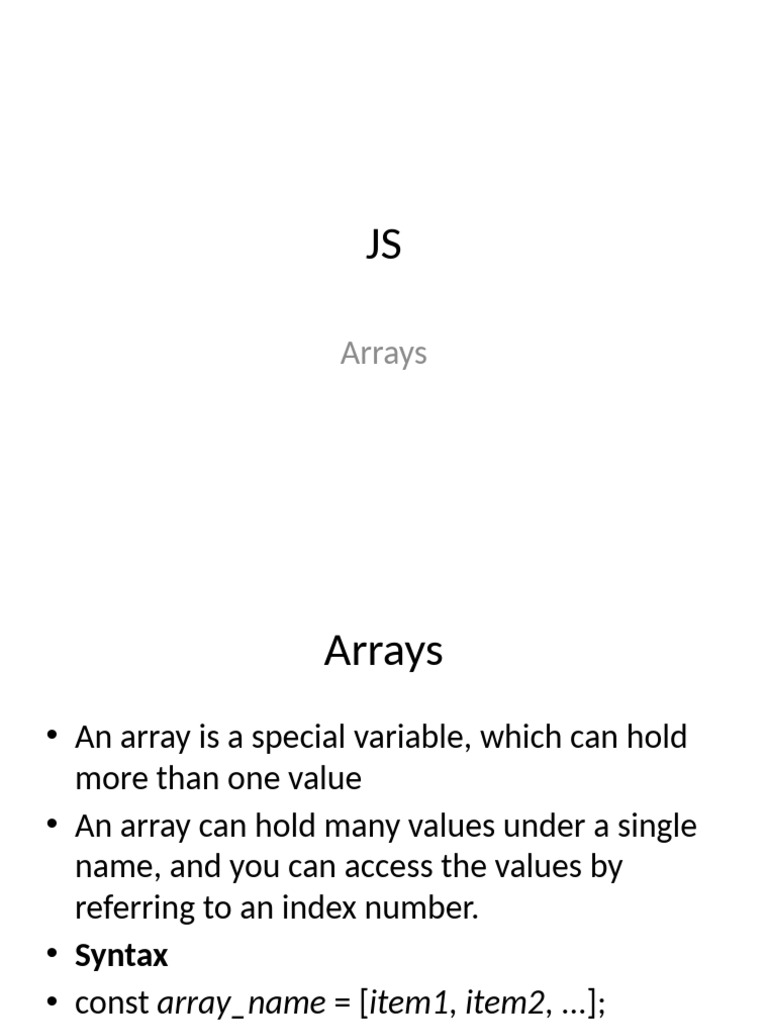 Js Arrays | PDF | Function (Mathematics) | Programming Paradigms Js Arrays | PDF | Function (Mathematics) | Programming Paradigms