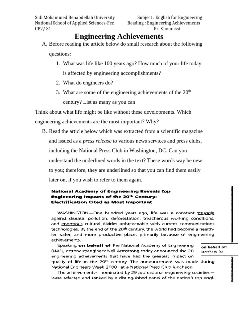 Article About Engineering's Top Achievements | PDF